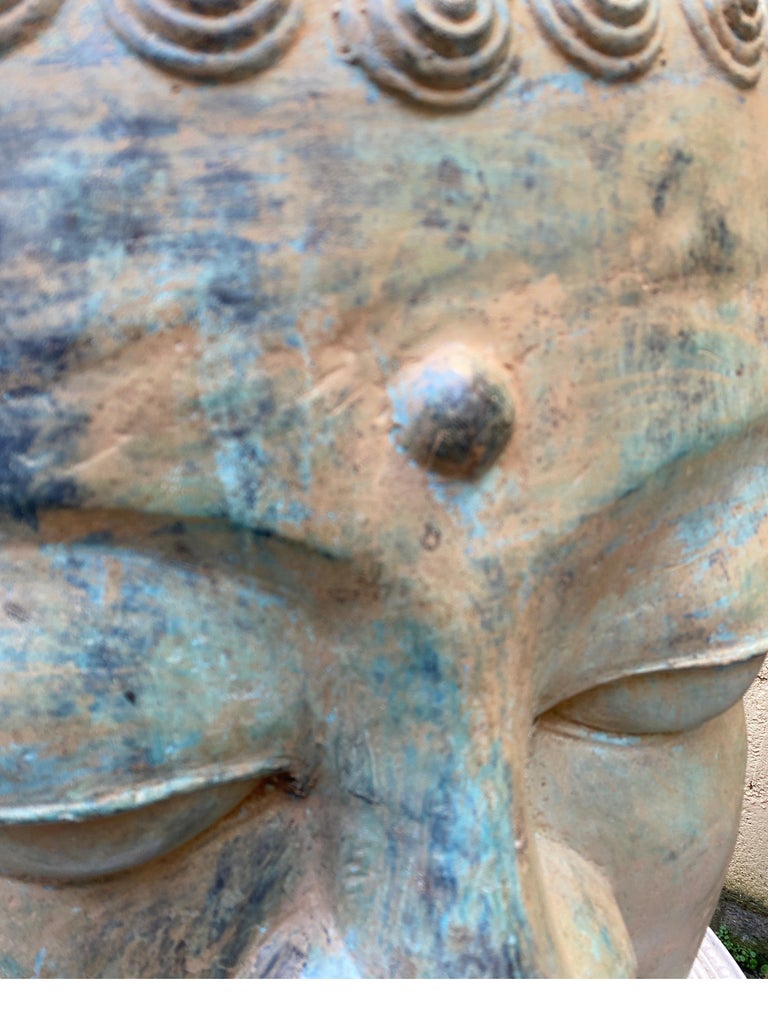 Large Bronze Asian Buddah Head For Sale at 1stDibs