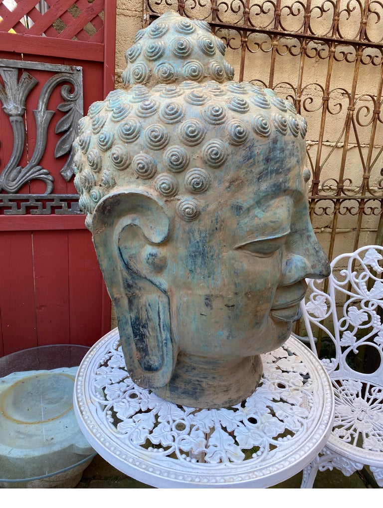 Large Bronze Asian Buddah Head at 1stDibs