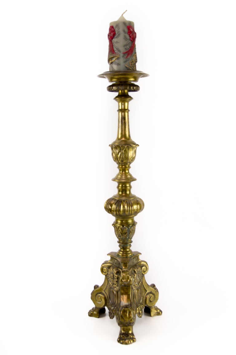 Large Bronze Baroque Candlestick For Sale at 1stDibs