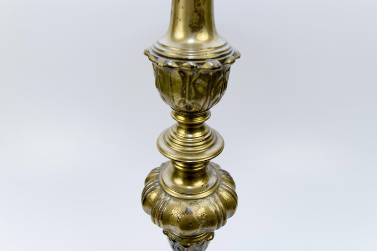 Large Bronze Baroque Candlestick For Sale at 1stDibs