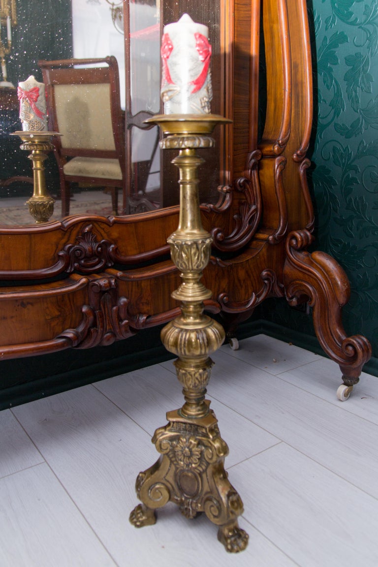 Large Bronze Baroque Candlestick For Sale at 1stDibs
