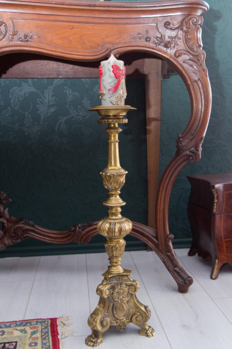 Large Bronze Baroque Candlestick For Sale at 1stDibs