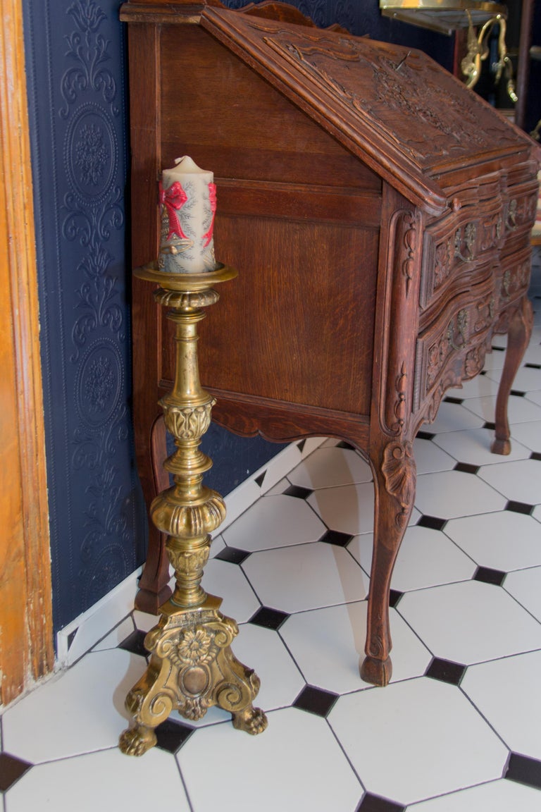 Large Bronze Baroque Candlestick For Sale at 1stDibs