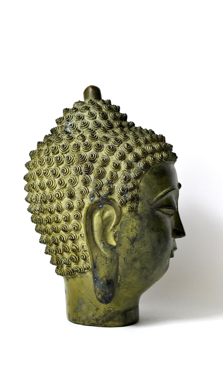 Large Bronze Buddha Head, Tang Dynasty Style For Sale at 1stdibs