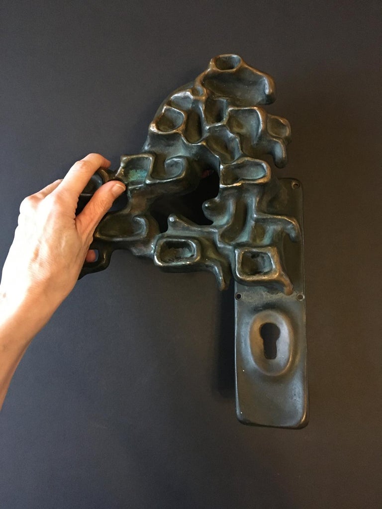 Large Bronze Door Handle of Organic Form, 1980 For Sale at 1stDibs