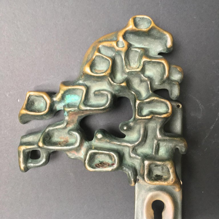 Large Bronze Door Handle of Organic Form, 1980 For Sale at 1stDibs