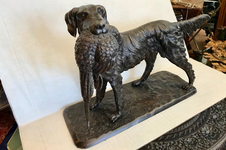 Large Bronze Figure of a Sporting Dog For Sale at 1stDibs