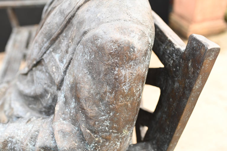 Large Bronze Garden Bench with Lifesize Albert Einstein Statue For Sale ...