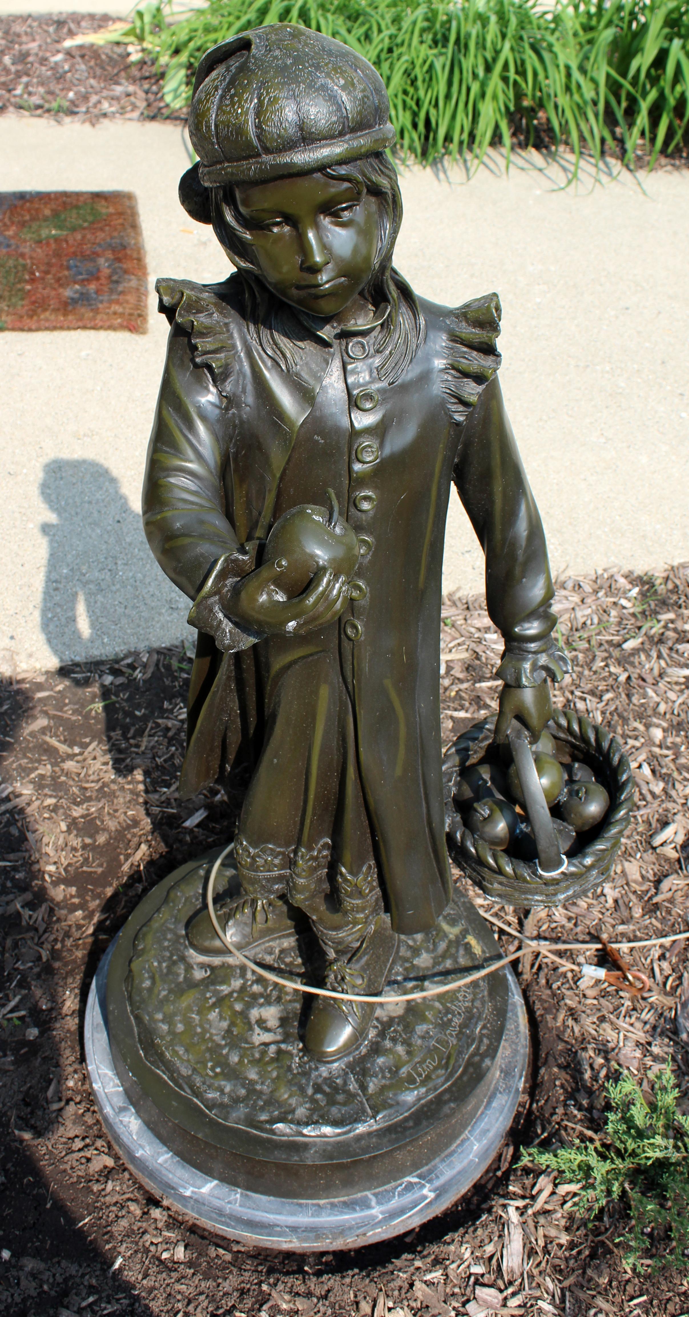 Large Bronze Indoor Outdoor Floor Sculpture Girl with Apples Signed Jim ...