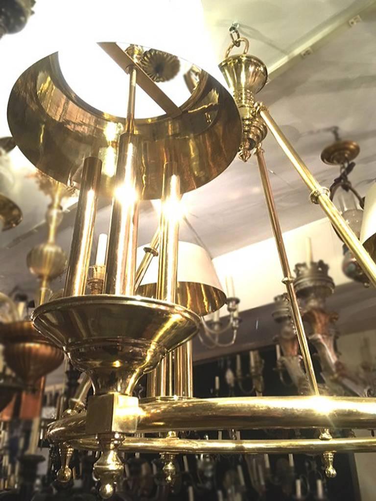 Large Bronze Library Light with Shades For Sale at 1stDibs