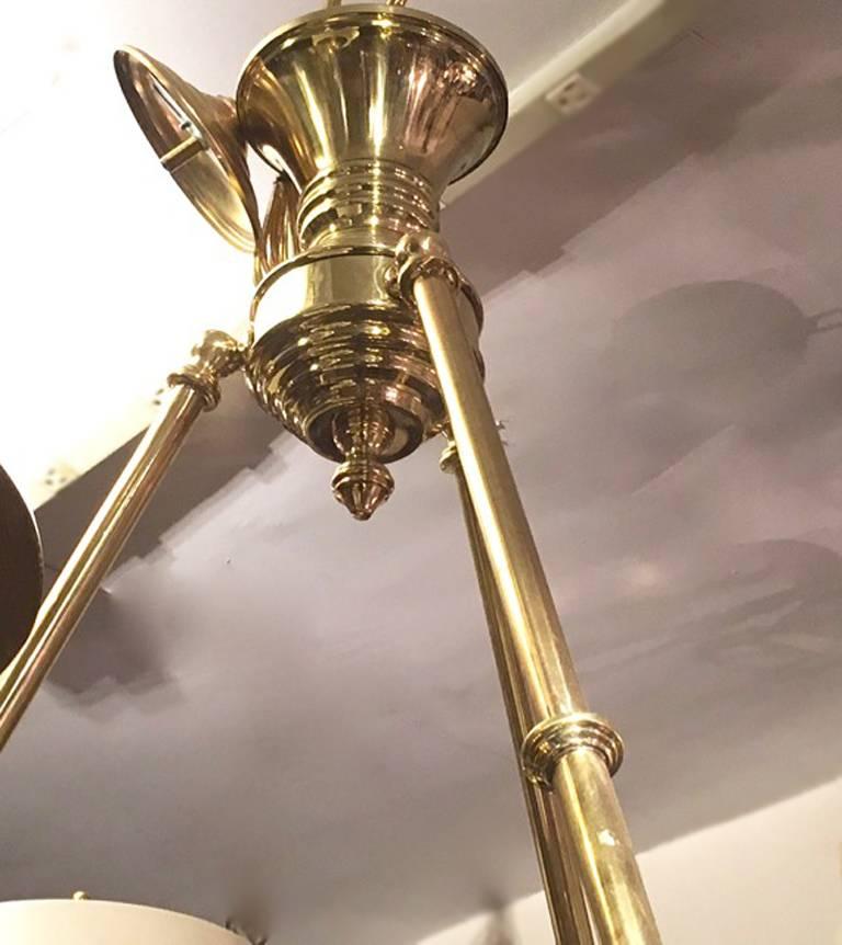 Large Bronze Library Light with Shades For Sale at 1stDibs