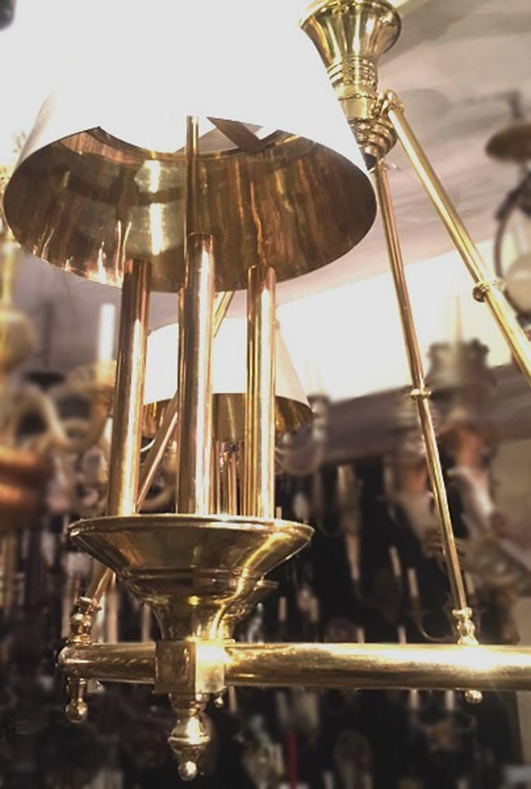 Large Bronze Library Light with Shades For Sale at 1stDibs