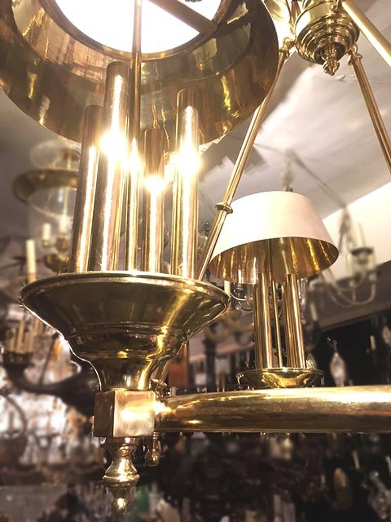 Large Bronze Library Light with Shades For Sale at 1stDibs