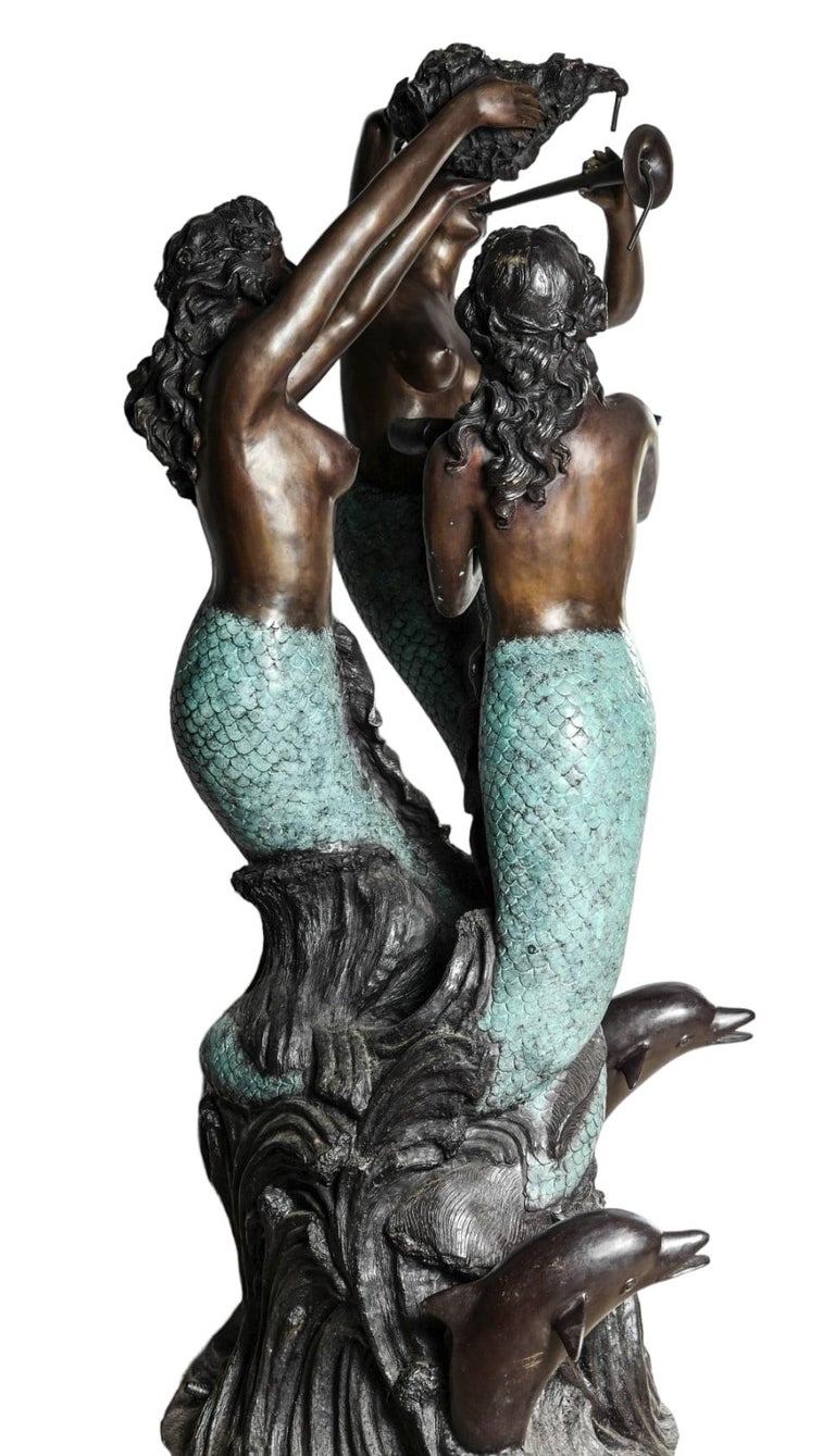 Large Bronze of 3 Mermaids Garden Fountain Water Feature For Sale at ...