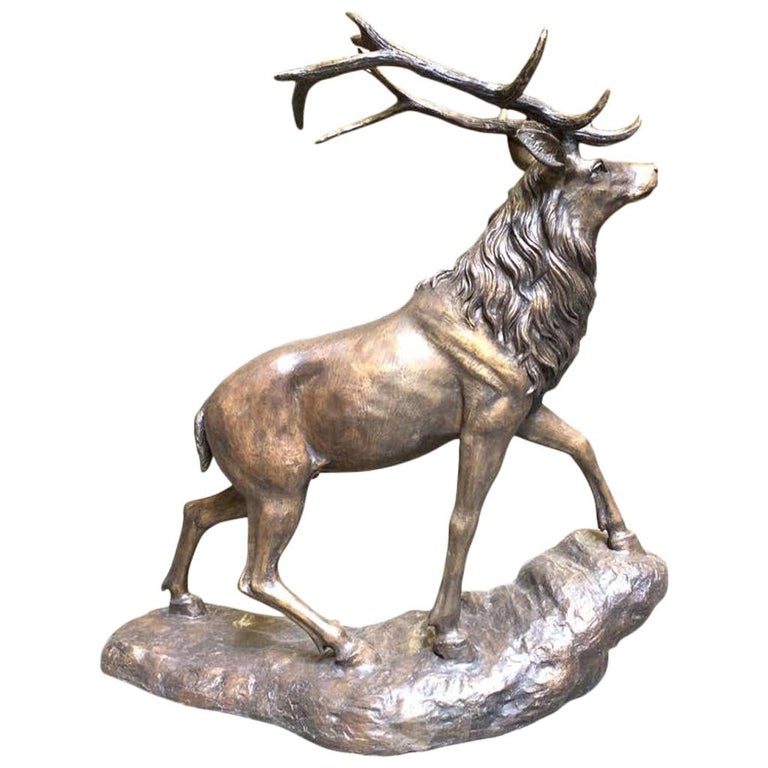 Large Bronze Stag, Scottish Highlands Deer Sculpture Stags, 20th ...