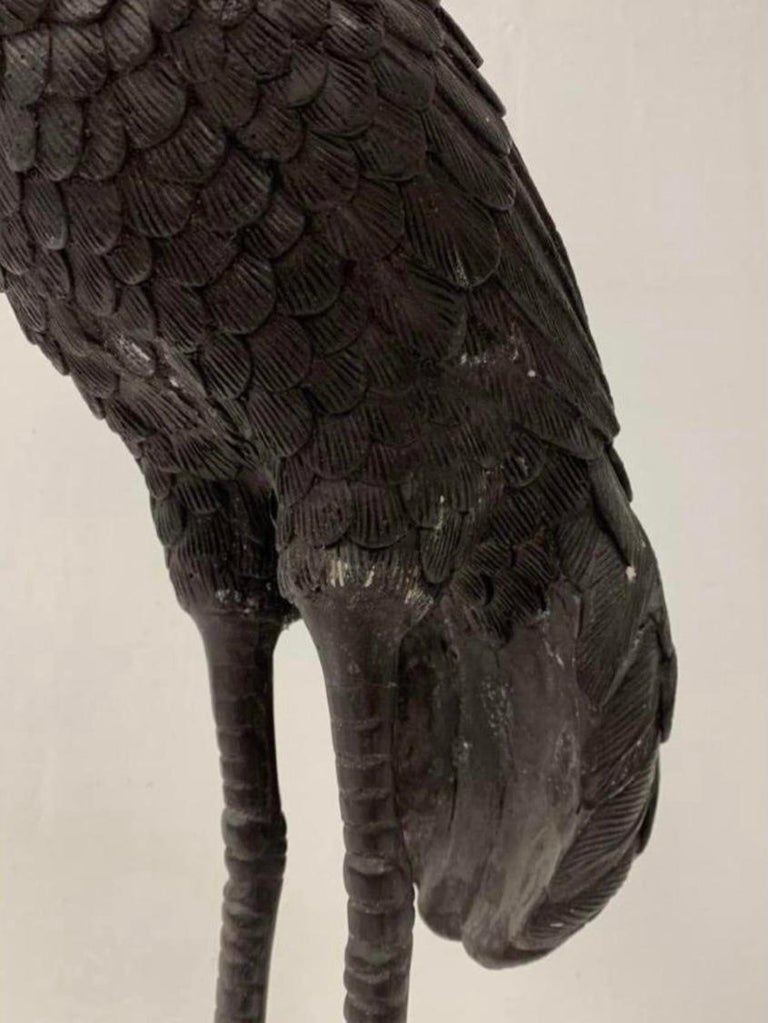 Large Bronze Standing Crane Statue at 1stDibs