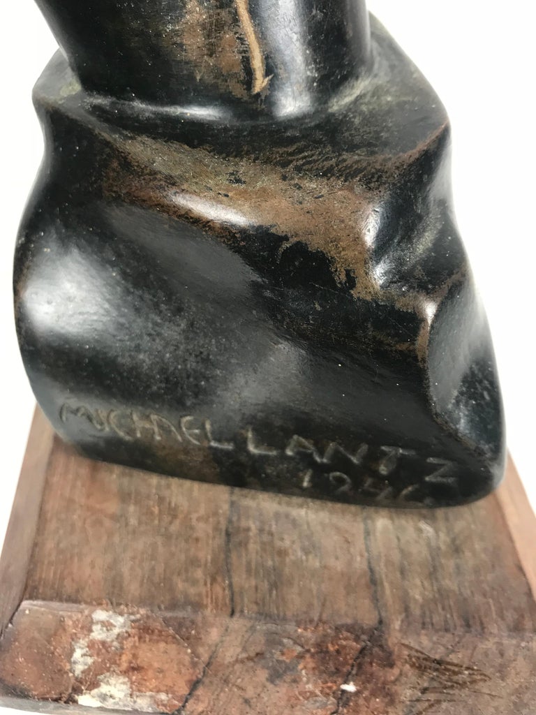 Large Bronze Stylized Female Sculpture, WPA Artist Michael Lintz, 1946 ...
