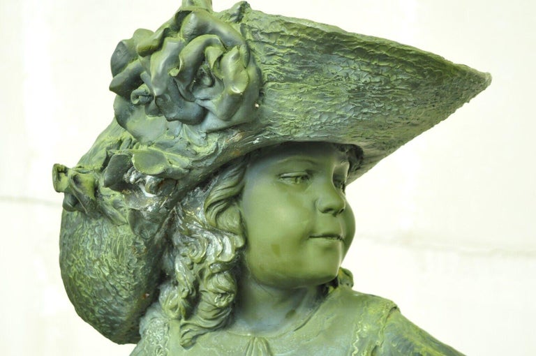 Large Bronze Verdigris Mailbox Garden Statue Boy and Girl on Tree Jim ...