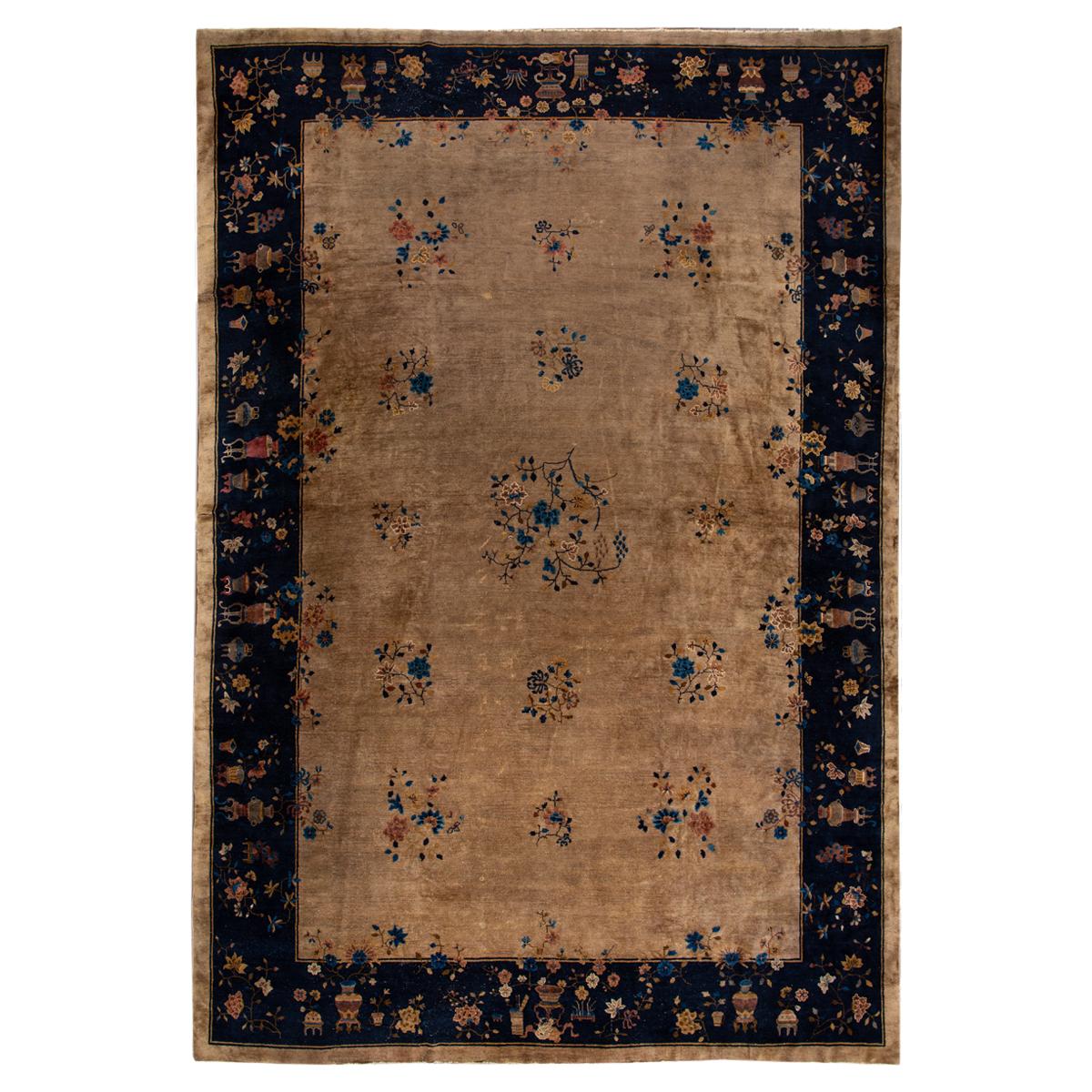 Vintage Chinese Rug Antique Art Deco Rug Large Chinese Rug Pink For ...