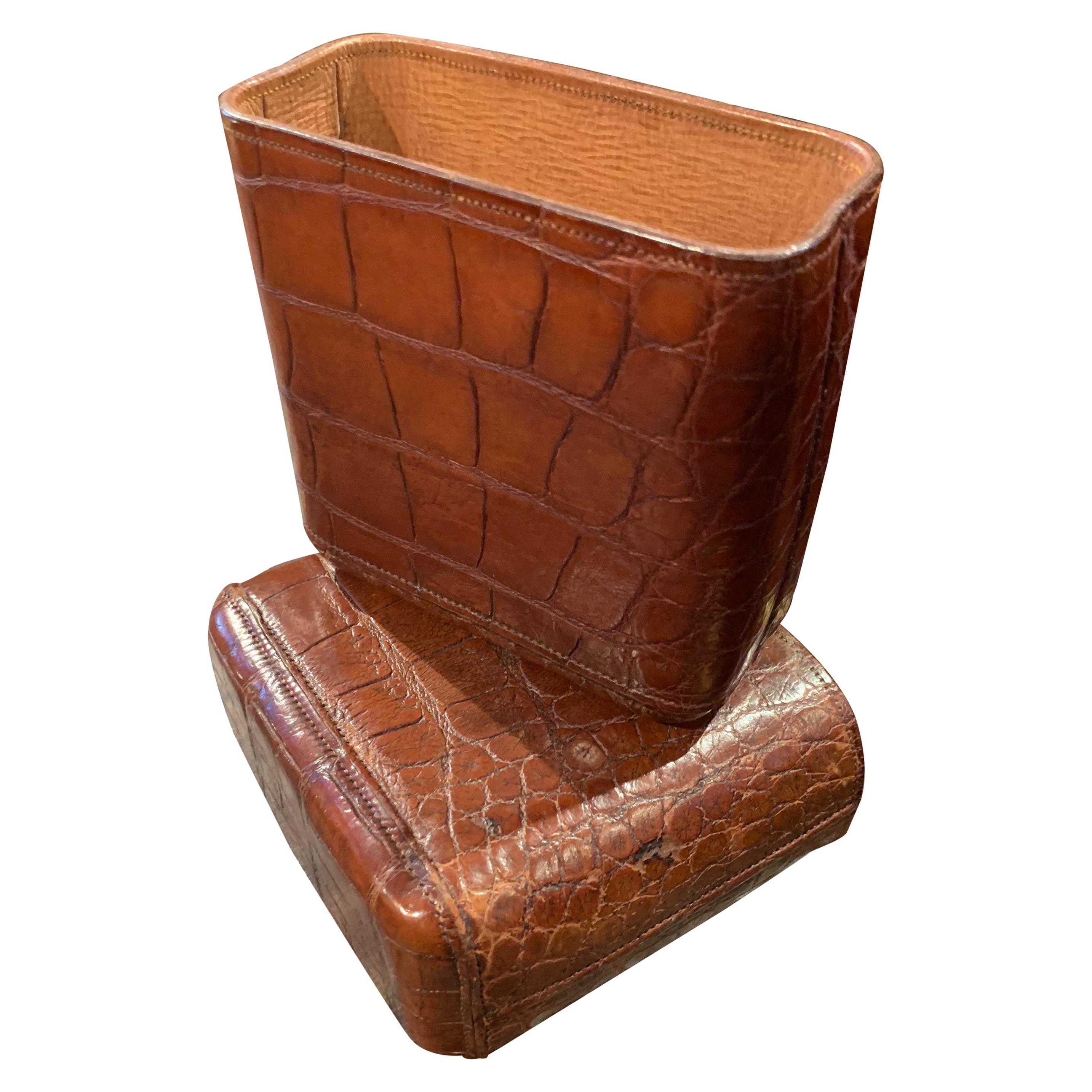 Large Brown Crocodile Skin Travel Cigar Wallet Edwardian, circa 1910 ...