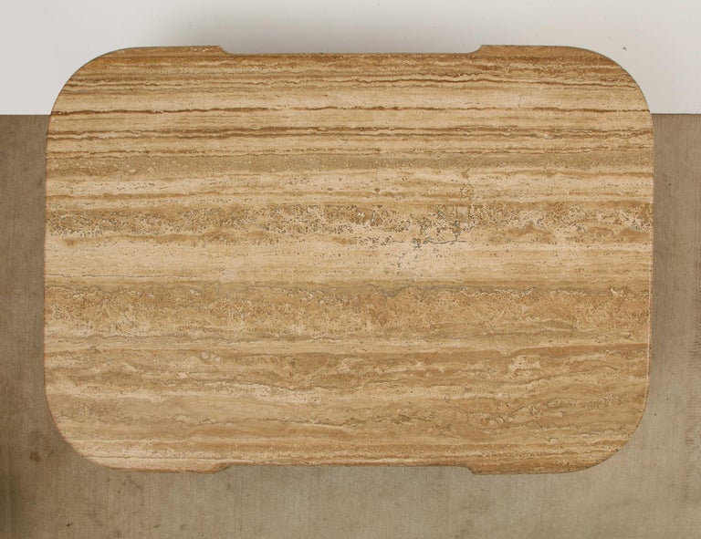 Large Brown Heavy Travertine Coffee Table, 1970s-1980s at 1stDibs