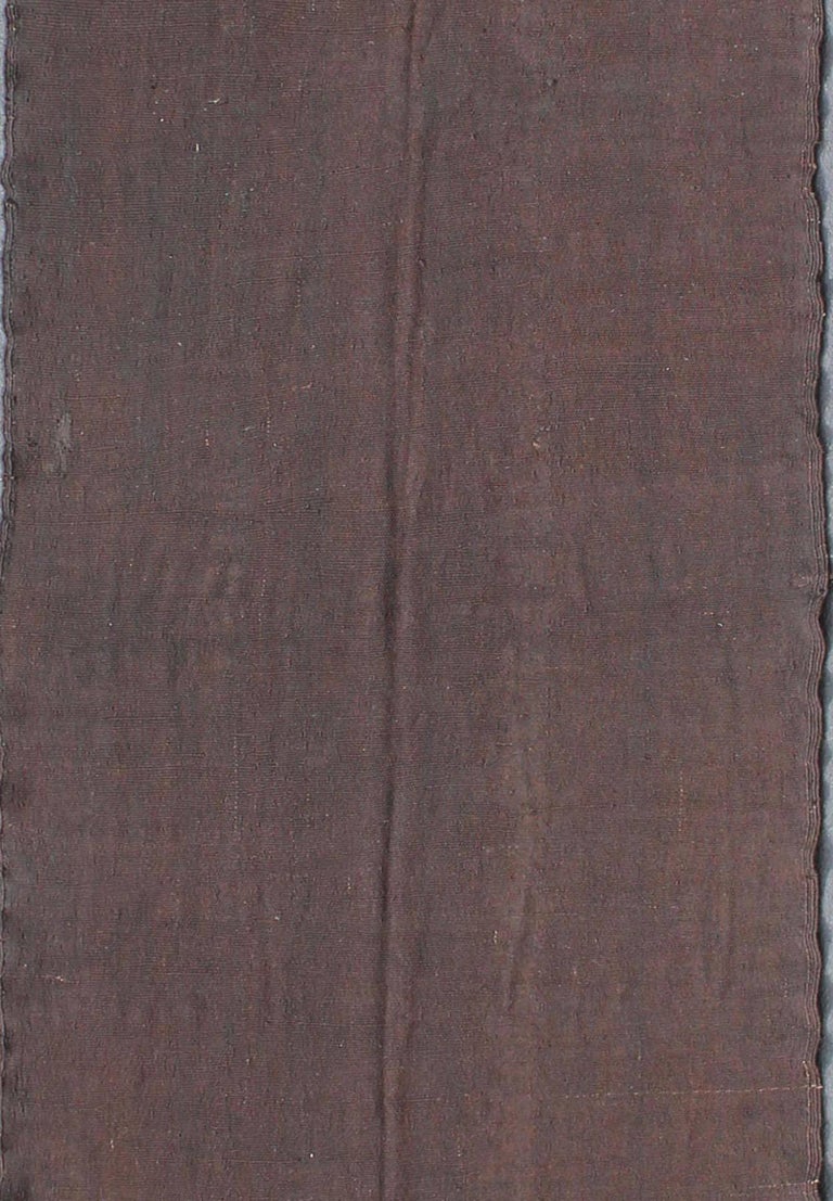 Very Long and Wide Moroccan Kilim Gallery Runner in Solid Brown For ...
