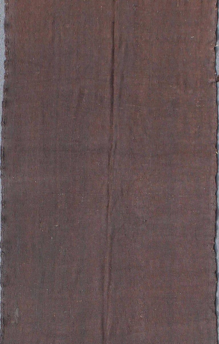 Very Long and Wide Moroccan Kilim Gallery Runner in Solid Brown For ...