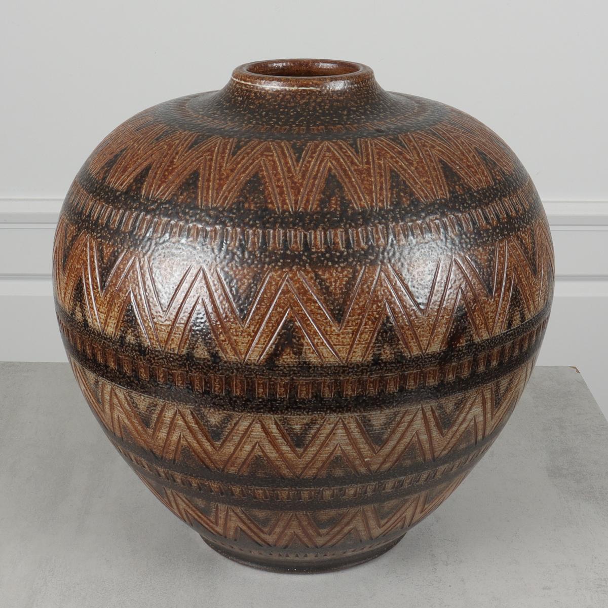 Scandinavian Modern Large Brown Vase by Arthur Andersson, Wallåkra 1950 ...