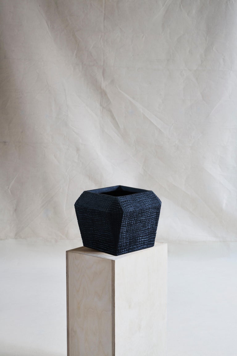 Large Brown Wood and Paper Composite Geometric Vessel by Studio ...