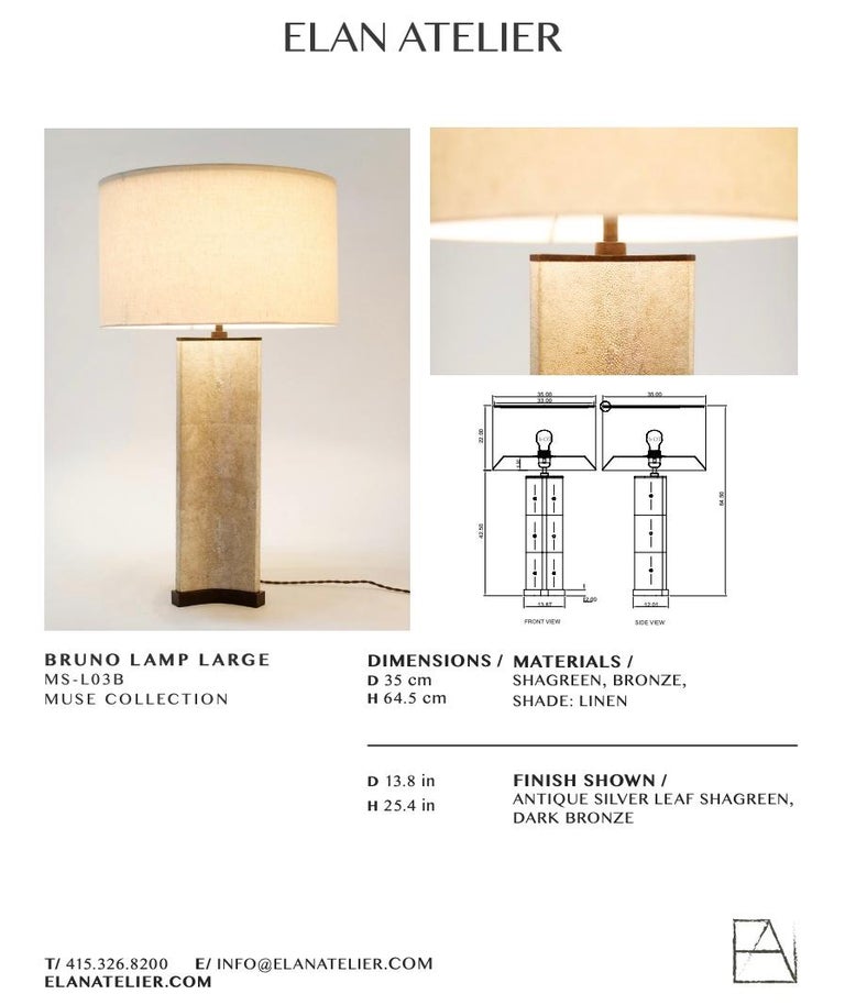 Large Bruno Lamp in Shagreen and Bronze by Elan Atelier IN STOCK For Sale at 1stDibs