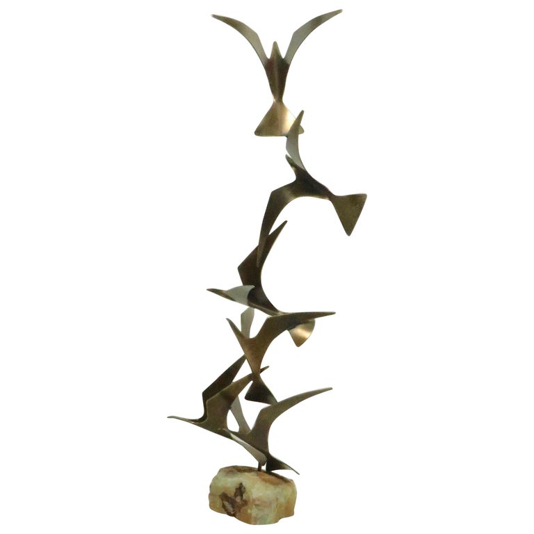 Large Brutalist Jere Birds in Flight Sculpture, 1981 at 1stDibs