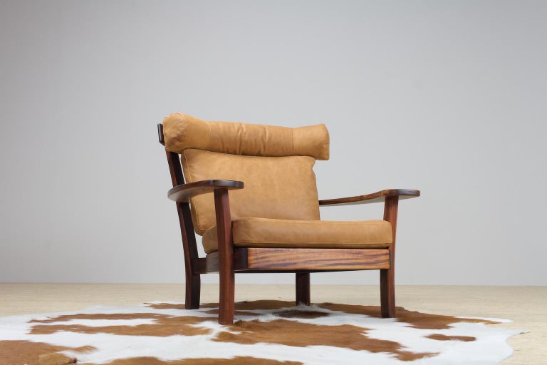 Large Brutalist Midcentury Rosewood and Leather 'Ox' Lounge Chair ...