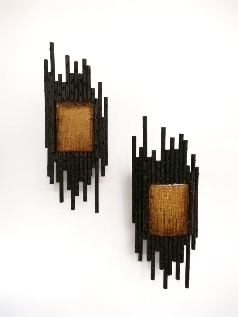 Large Brutalist Sculptural Sconces by Marcello Fantoni, Italy, 1970s ...