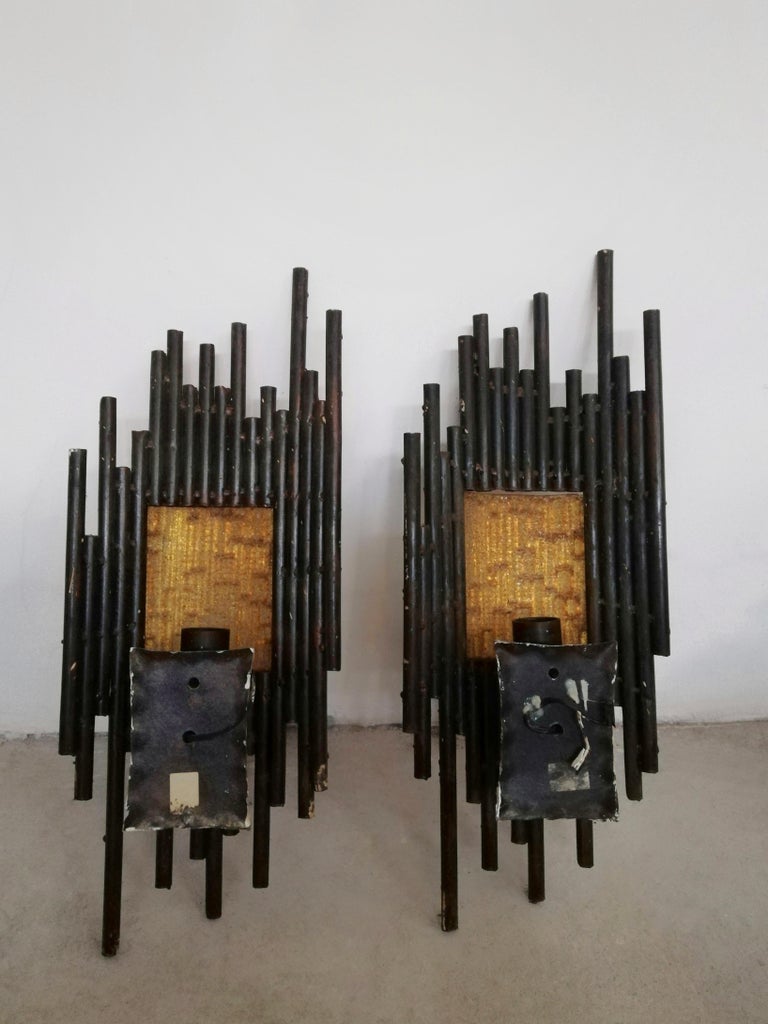 Large Brutalist Sculptural Sconces by Marcello Fantoni, Italy, 1970s ...