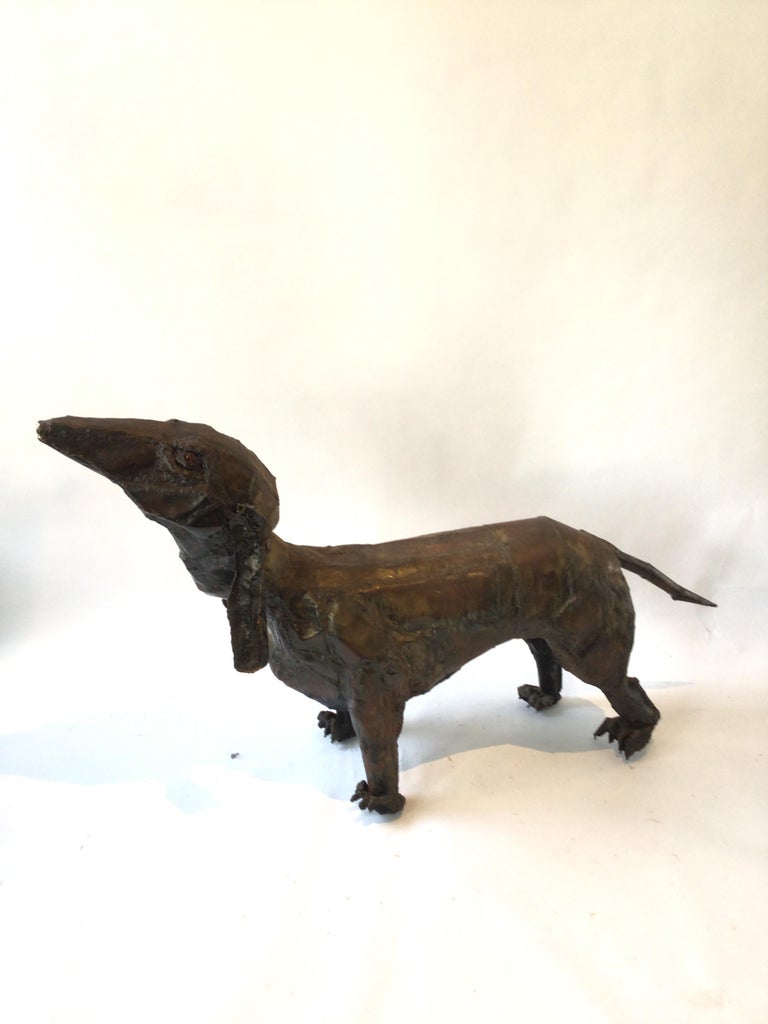 Large Brutalist Sculpture of Dachshund by David Brown For Sale at 1stDibs