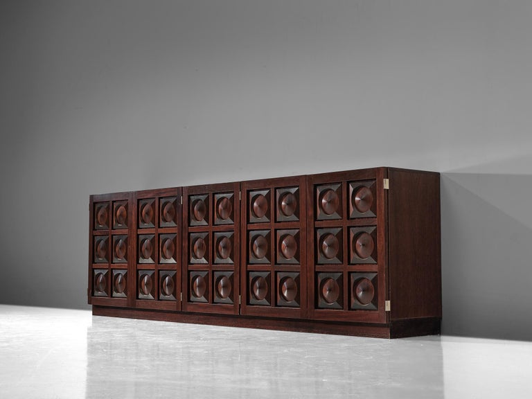 Large Brutalist Sideboard in Mahogany For Sale at 1stDibs
