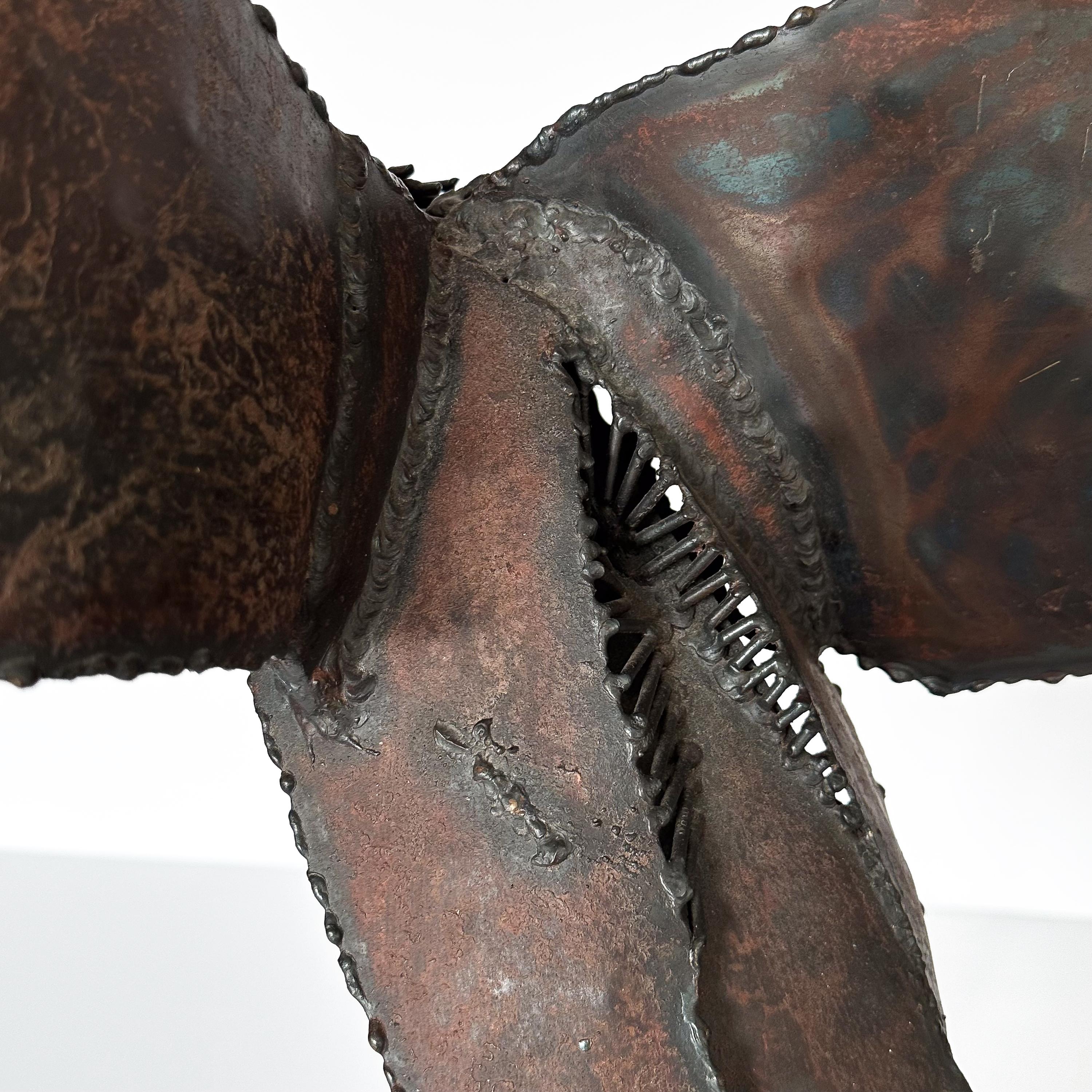 Large Brutalist Welded Steel Crow Bird Sculpture Signed For Sale at 1stDibs