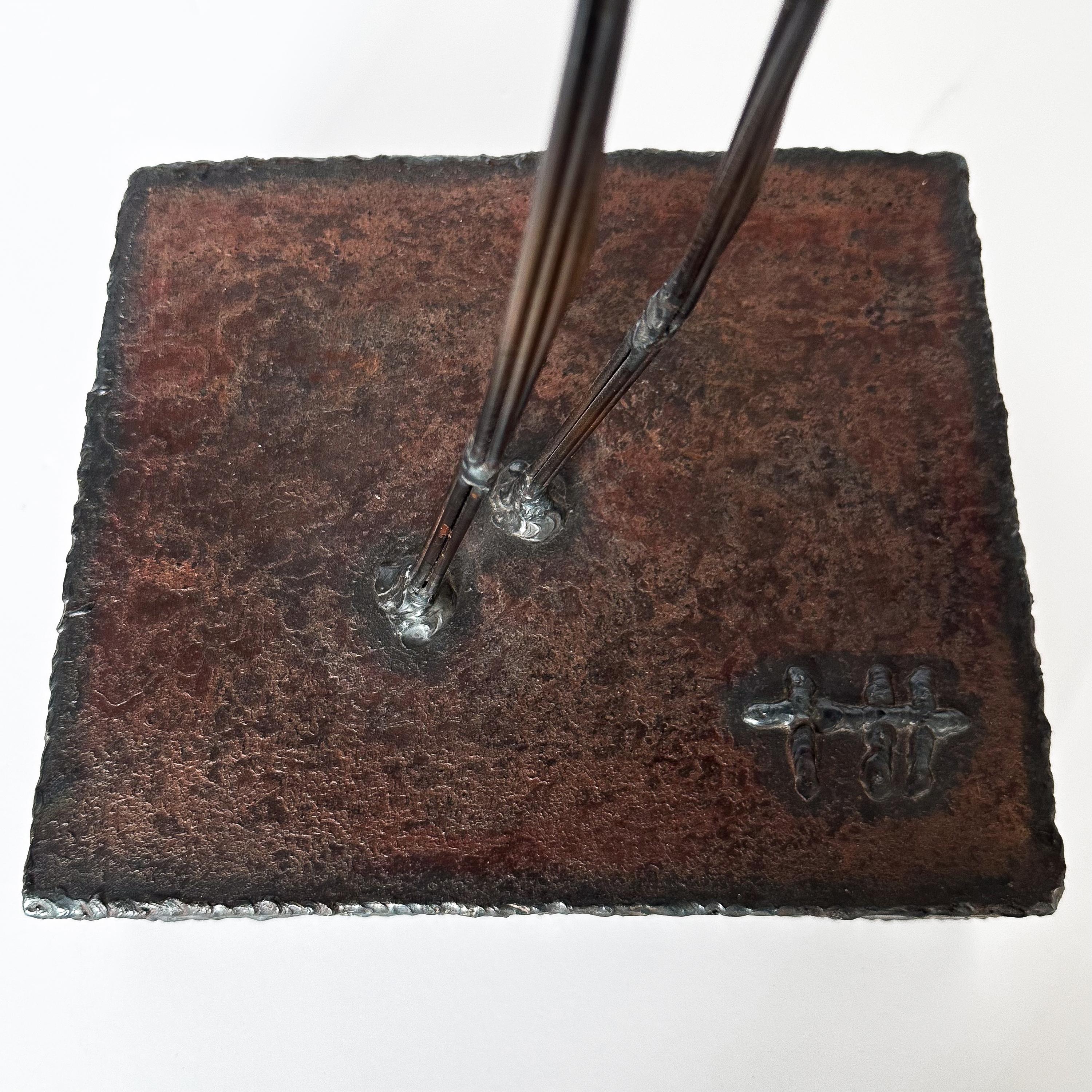 Large Brutalist Welded Steel Crow Bird Sculpture Signed For Sale at 1stDibs