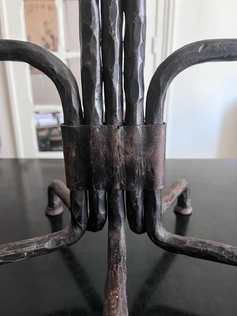 Large Brutalist Wrought Iran Candle Holders For Sale at 1stDibs