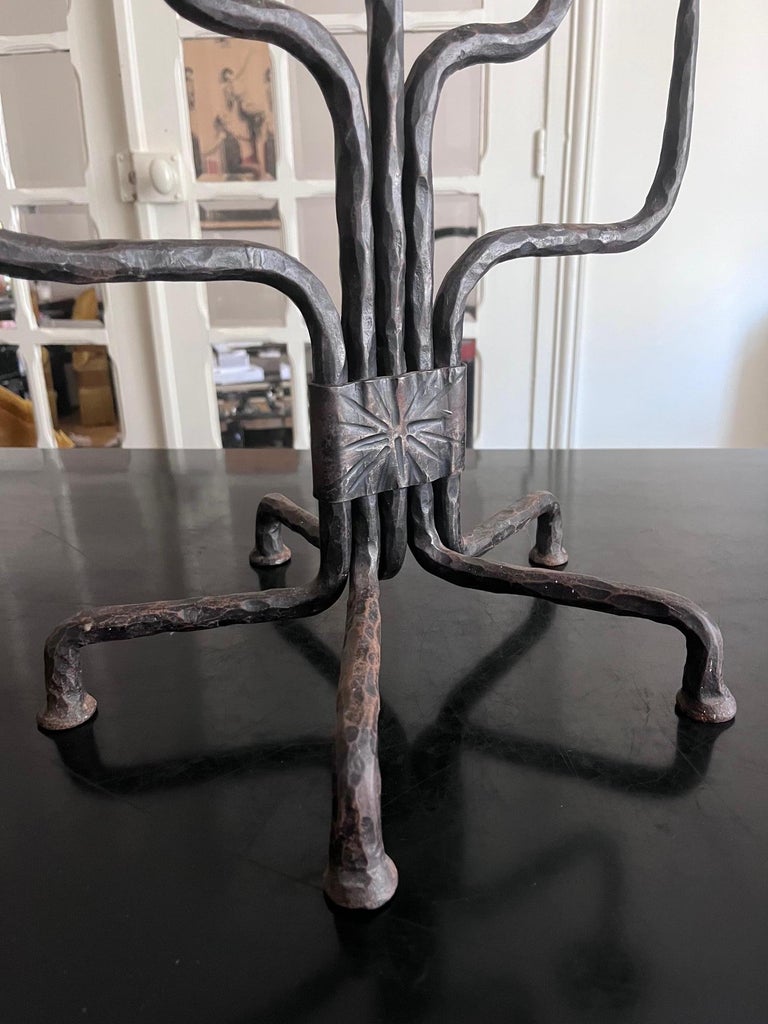 Large Brutalist Wrought Iran Candle Holders For Sale at 1stDibs