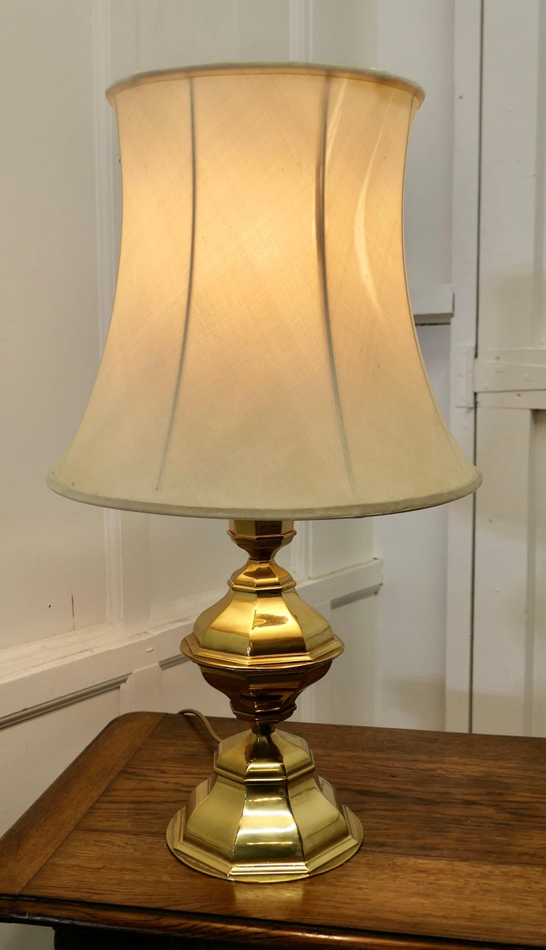 Large Bulbous Octagonal Brass Table Lamp For Sale at 1stDibs