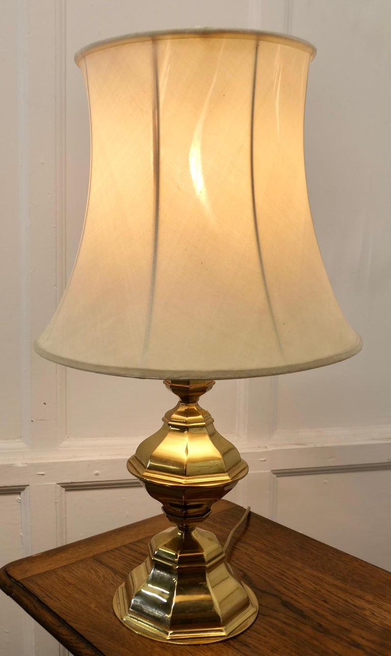 Large Bulbous Octagonal Brass Table Lamp For Sale at 1stDibs