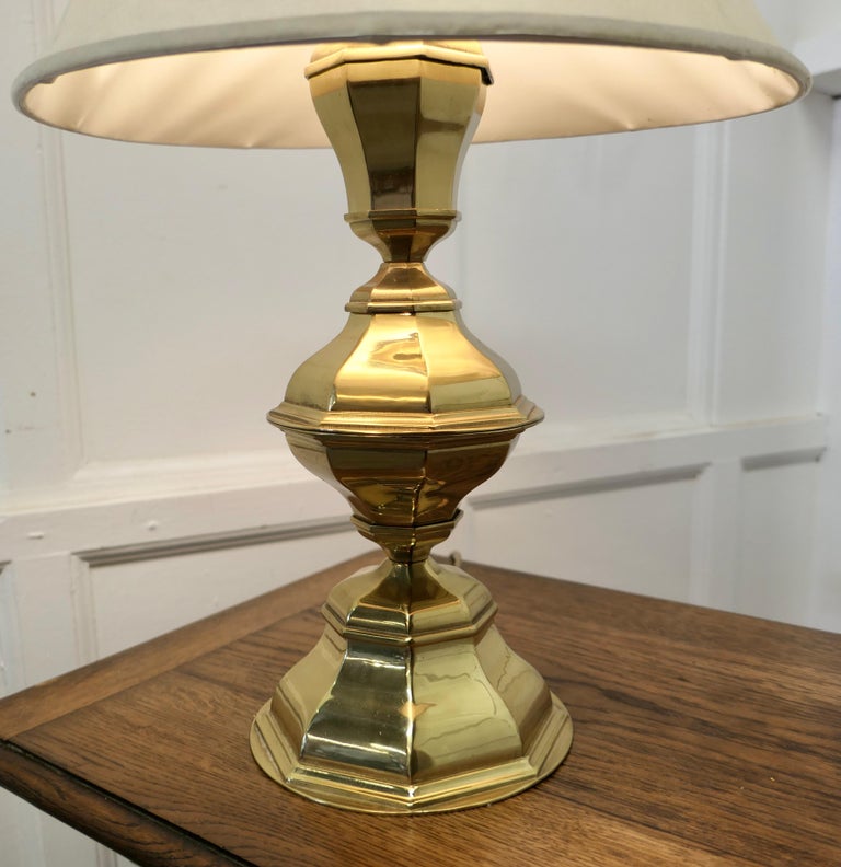 Large Bulbous Octagonal Brass Table Lamp For Sale at 1stDibs