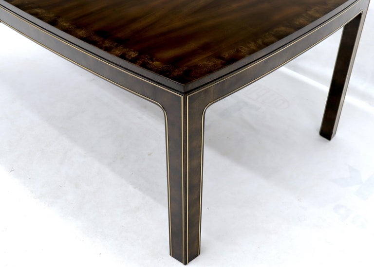 Large Burl Wood Banded Brass Trim Mastercraft Dining Table with 3 ...