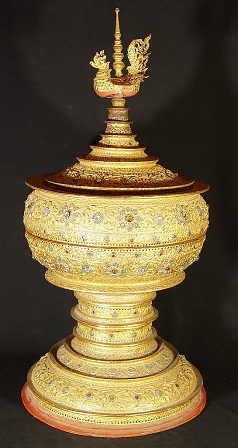 Large Burmese Offering Vessel with Hintha Bird from Burma Original ...