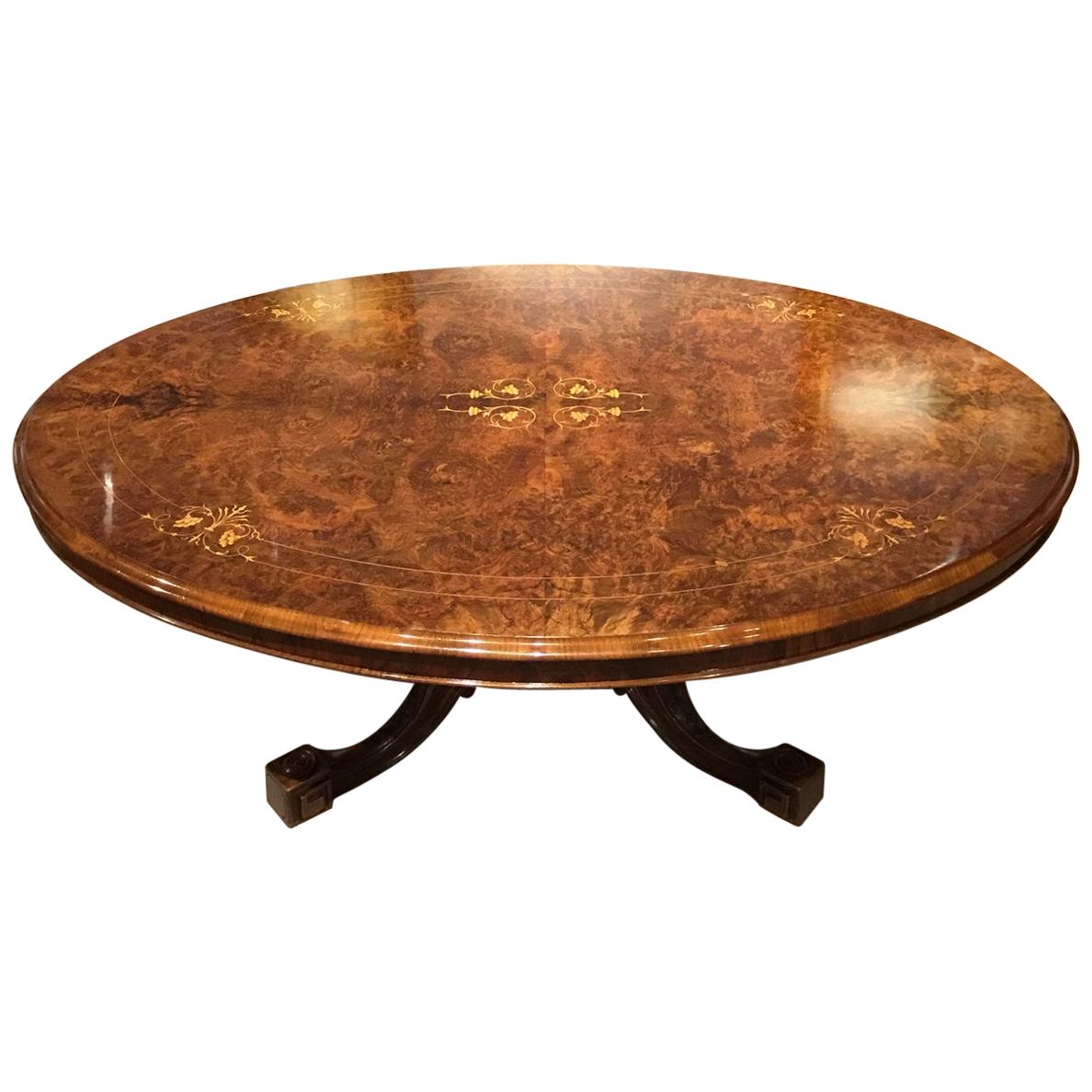 Large Burr Walnut Victorian Period Antique Oval Coffee Table at 1stDibs ...
