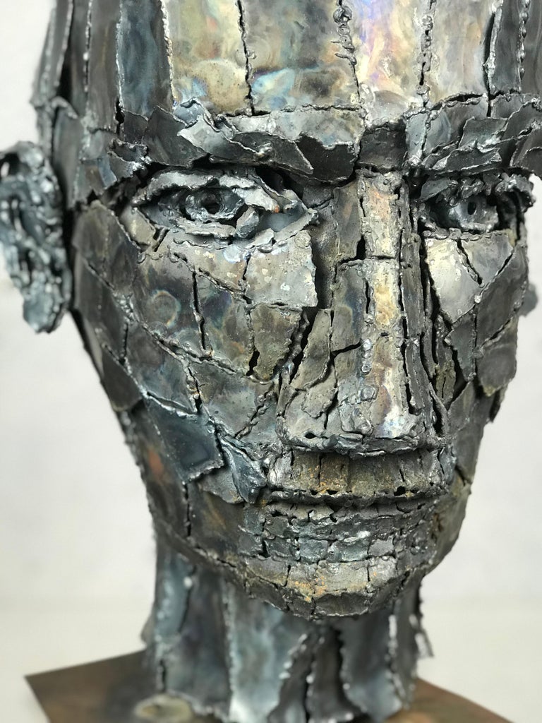 Large Expressionist Segmented Metal Bust Sculpture at 1stDibs