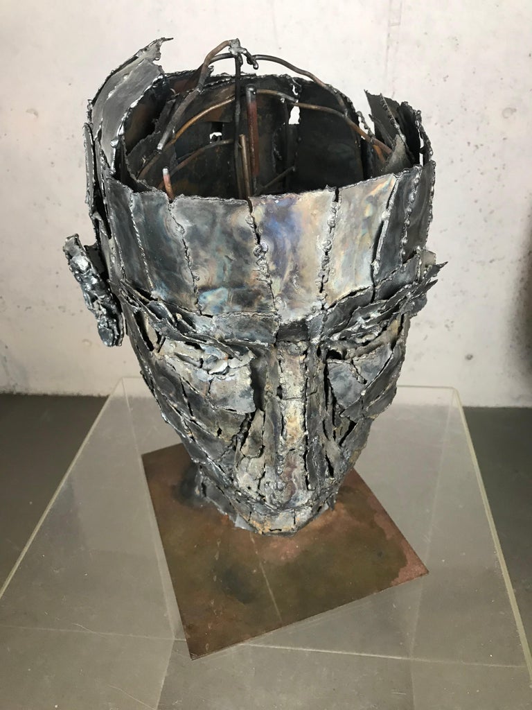 Large Expressionist Segmented Metal Bust Sculpture at 1stDibs