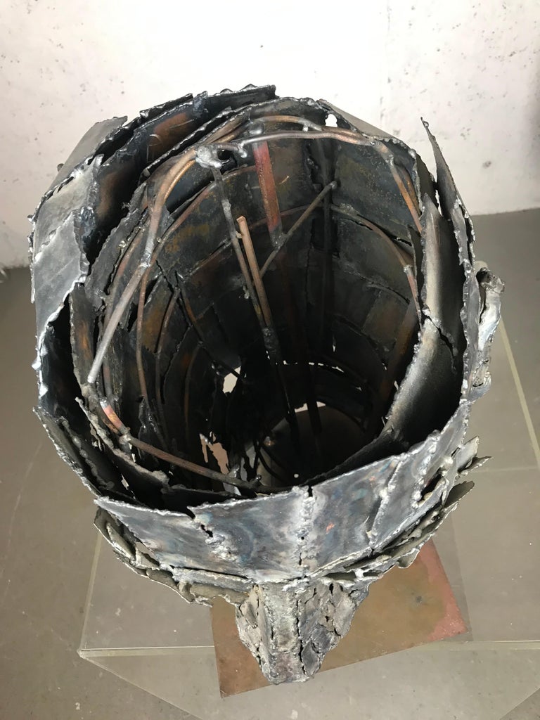 Large Expressionist Segmented Metal Bust Sculpture at 1stDibs