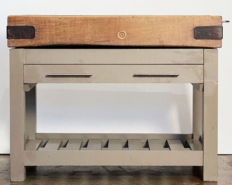 Large Butcher's Chopping Block Table on Stand from England at 1stDibs